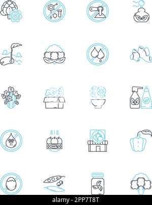 Tofurkey-loving linear icons set. Vegan, Plant-based, Cruelty-free ...