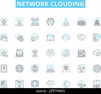 Network clouding vector line icons set. Network, Clouding, Cloud, Computing, Networking ...