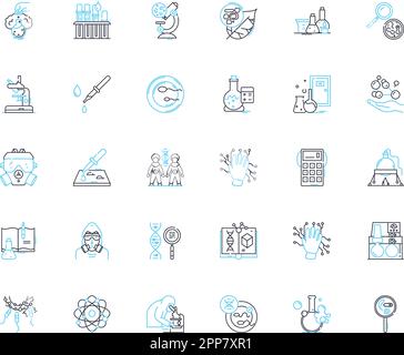 Nanotechnology linear icons set. Nanoparticles, Nanomaterials ...