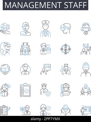 Managing directors line icons collection. Leadership, Strategy, Vision, Communication, Decision ...