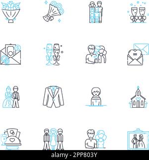 Partnership linear icons set. Alliances, Collaboration, Commitment, Cooperation, Coordination ...