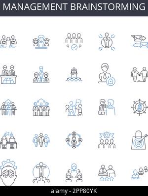 Supervision imagining line icons collection. Reflection, Feedback, Coaching, Development ...