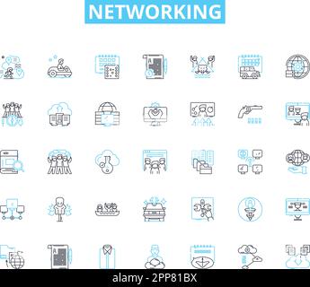 Networking linear icons set. Connected, Collaborative, Relationships ...