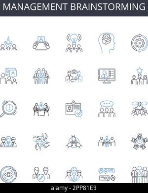Supervision imagining line icons collection. Reflection, Feedback, Coaching, Development ...