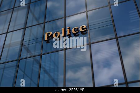 Police station glass building concept. Police department headquarters ...