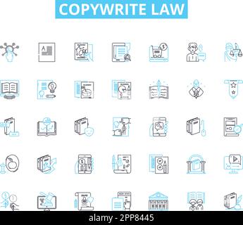 Copywrite law vector line icons set. Copyright, Law, Writing ...