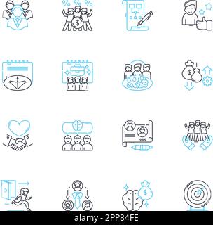 Progression linear icons set. Advancement, Development, Improvement ...