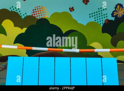 Mural behind a barrier line Stock Photo - Alamy