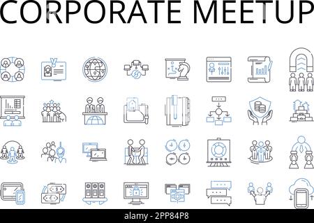 Corporate meetup line icons collection. Business conference, Executive ...
