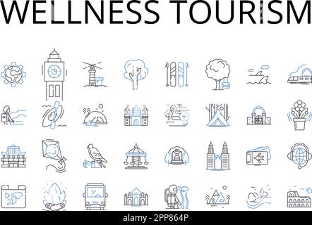 Wellness tourism line icons collection. Adventure travel, Health ...