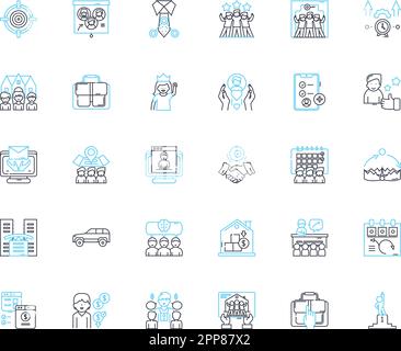 Executive roles linear icons set. Leadership, Decision-making ...