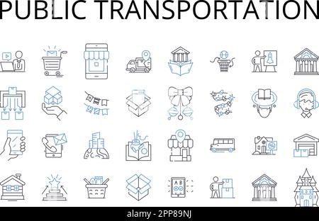 Transit hub line icons collection. Transportation, Interchange, Commute ...