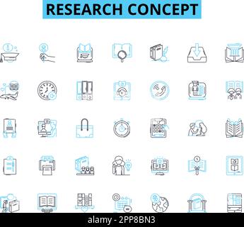 Research methodology linear icons set. Sampling, Survey, Quantitative ...