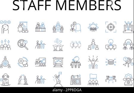 Warehouse crew line icons collection. Pallets, Forklifts, Loading ...