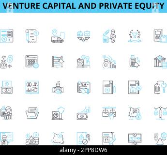 Venture capital and private equity linear icons set. Funding ...