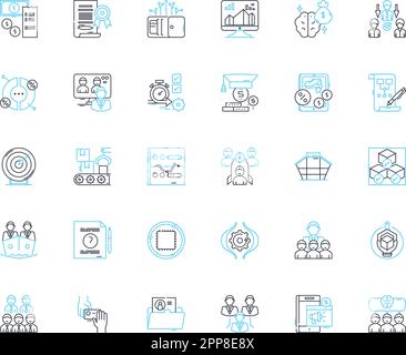 Working environment design linear icons set. Ergonomics, Ambience ...