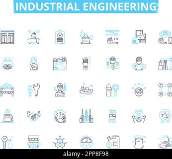 Lean manufacturing line icons signs set. Design collection of Six Sigma ...