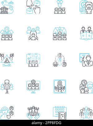 Joint operation linear icons set. Collaboration, Unified, Cohesion ...