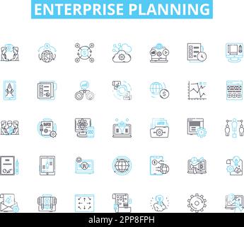Enterprise planning linear icons set. Strategy, Budgeting, Forecasting ...