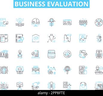 Strategic evaluation linear icons set. Assessment, Analysis, Appraisal ...