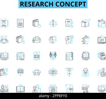 Research methodology linear icons set. Sampling, Survey, Quantitative, Qualitative, Experimental ...