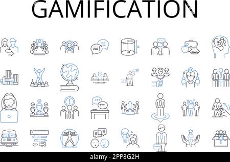 Gamification line icons collection. Skill-building, Puzzle-solving ...