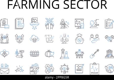Farming sector line icons collection. Agricultural industry ...