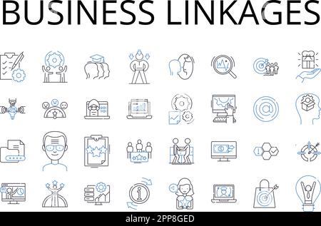 Business linkages line icons collection. Trade connections, Corporate ...