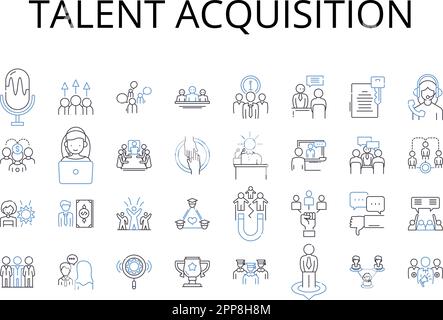 Talent acquisition line icons collection. Melodic, Cheerful, Vibrant ...