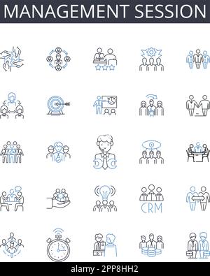 Strategic planning session line icons collection. Visioning, Mission ...