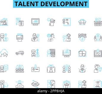 Talent development linear icons set. Growth, Learn, Progression ...