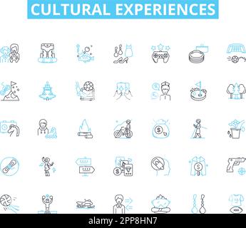 Cultural experiences linear icons set. Diversity, Immersion, Tradition ...