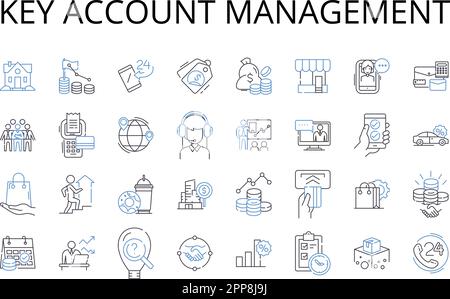Key account management line icons collection. Strategic planning ...