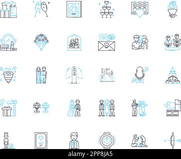 Wedding ceremony linear icons, signs, symbols vector line illustration ...