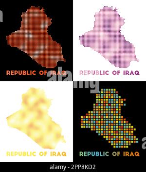 Republic of Iraq map. Map of Republic of Iraq in dotted style. Borders ...