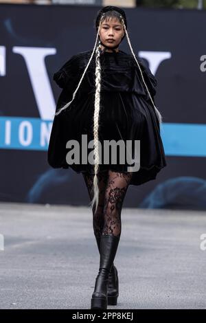 Austin Fashion Week, The Domain. 22nd Apr, 2023. Female model posing on ...
