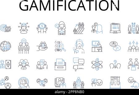 Gamification line icons collection. Skill-building, Puzzle-solving ...