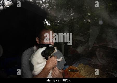 Homeless man Sean Pearce, 50, poses for a photograph in the Dee Why ...