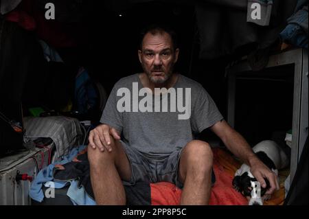 Homeless man Sean Pearce, 50, poses for a photograph in the Dee Why ...