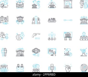Township linear icons set. Community, Suburb, Municipality, Township ...