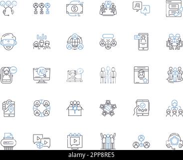 Township line icons collection. Community, Development, Growth ...