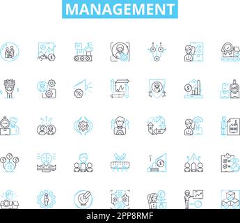 Coordination line vector icons and signs. Cooperation, Synchronization ...