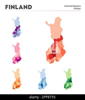 Isolated colored map of Finland with borders of the regions Stock ...