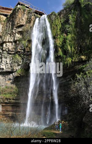 Beirut, Lebanon. 22nd Apr, 2023. A girl walks to the Jezzine Waterfall ...