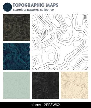 Topographic maps. Beautiful isoline patterns, seamless design. Cool ...
