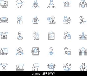 Task and authority line icons collection. Management, Delegation, Power, Accountability ...