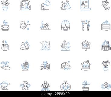 Irrigation line icons collection. Sprinklers, Drought, Rain, Irrigation ...