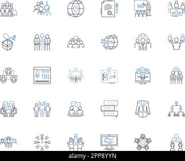 Sales pitch line icons collection. Persuasive, Pitch, Presentation ...