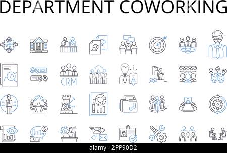 Department coworking line icons collection. Business collaboration ...