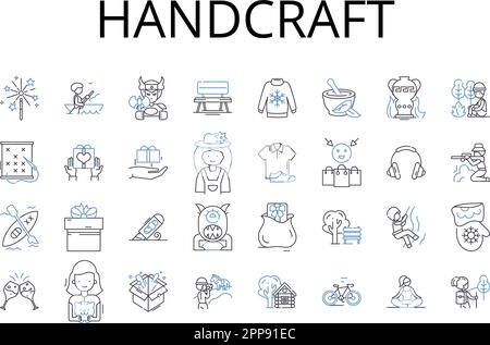 Hand-modeled line icons collection. Sculpture, Art, Clay, Model ...